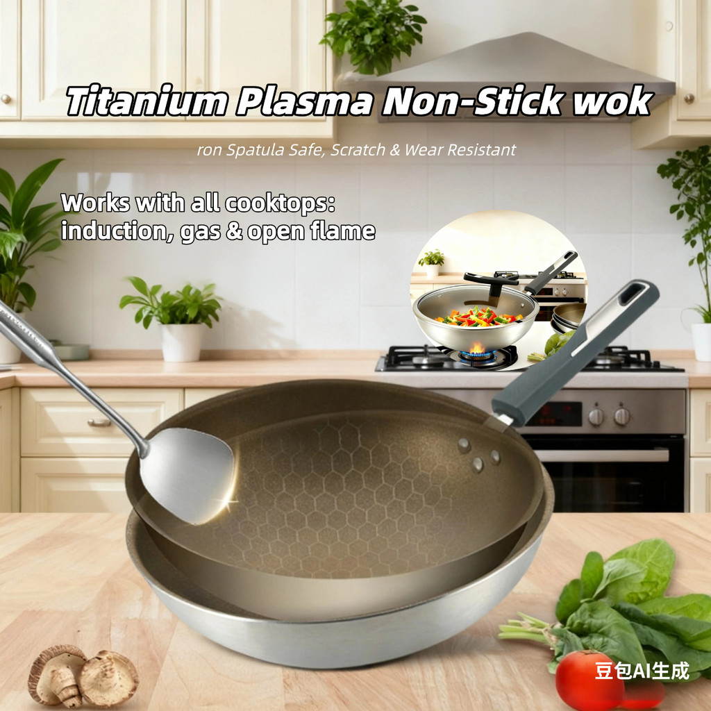 SWEE Titanium Plasma Non-Stick wok | Non-Coated Smoke-Free Non-Stick ...