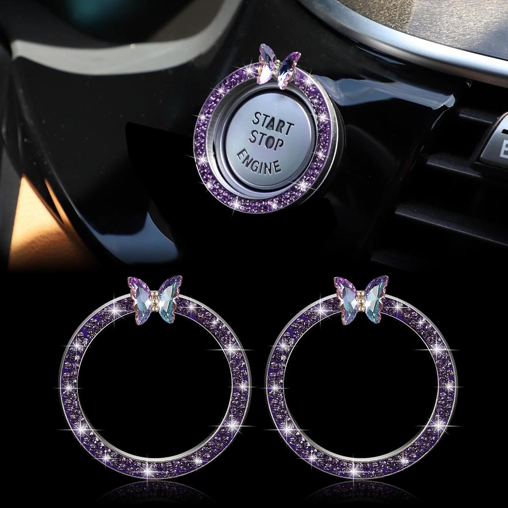 TOMALL Bling Car Engine Start Button Cover Butterfly 2pcs Diamond ...