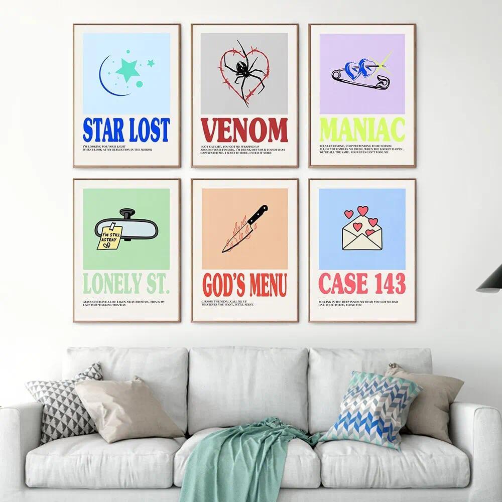 Stray Kids Kpop Music Album Poster Aesthetic Canvas Wall Art Print Boys ...