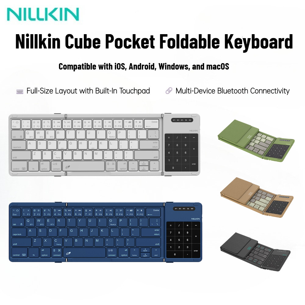 NILLKIN Folding Bluetooth Keyboard With Touchpad Number Pad,Full Size ...