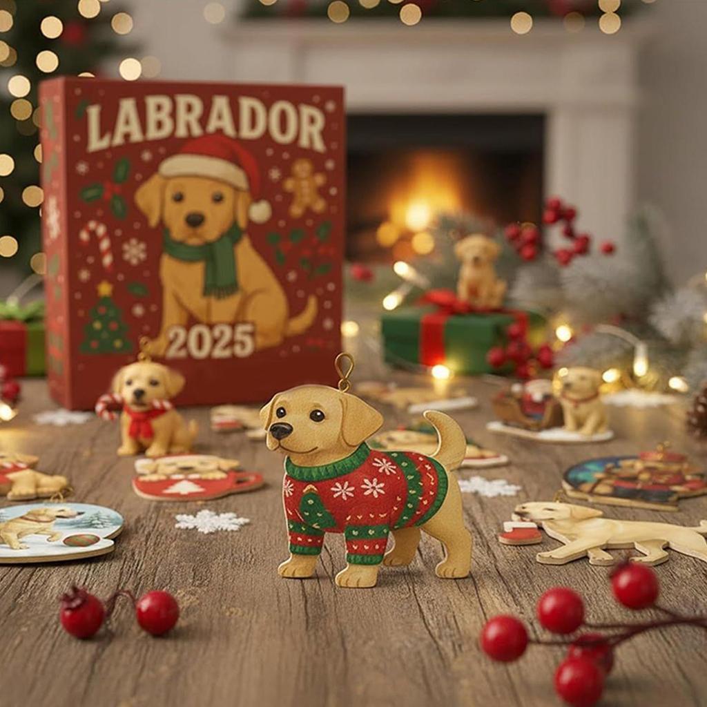 Cute Dog 2D Acrylic Festive Ornaments 2026 Labrador Advent Calendar ...