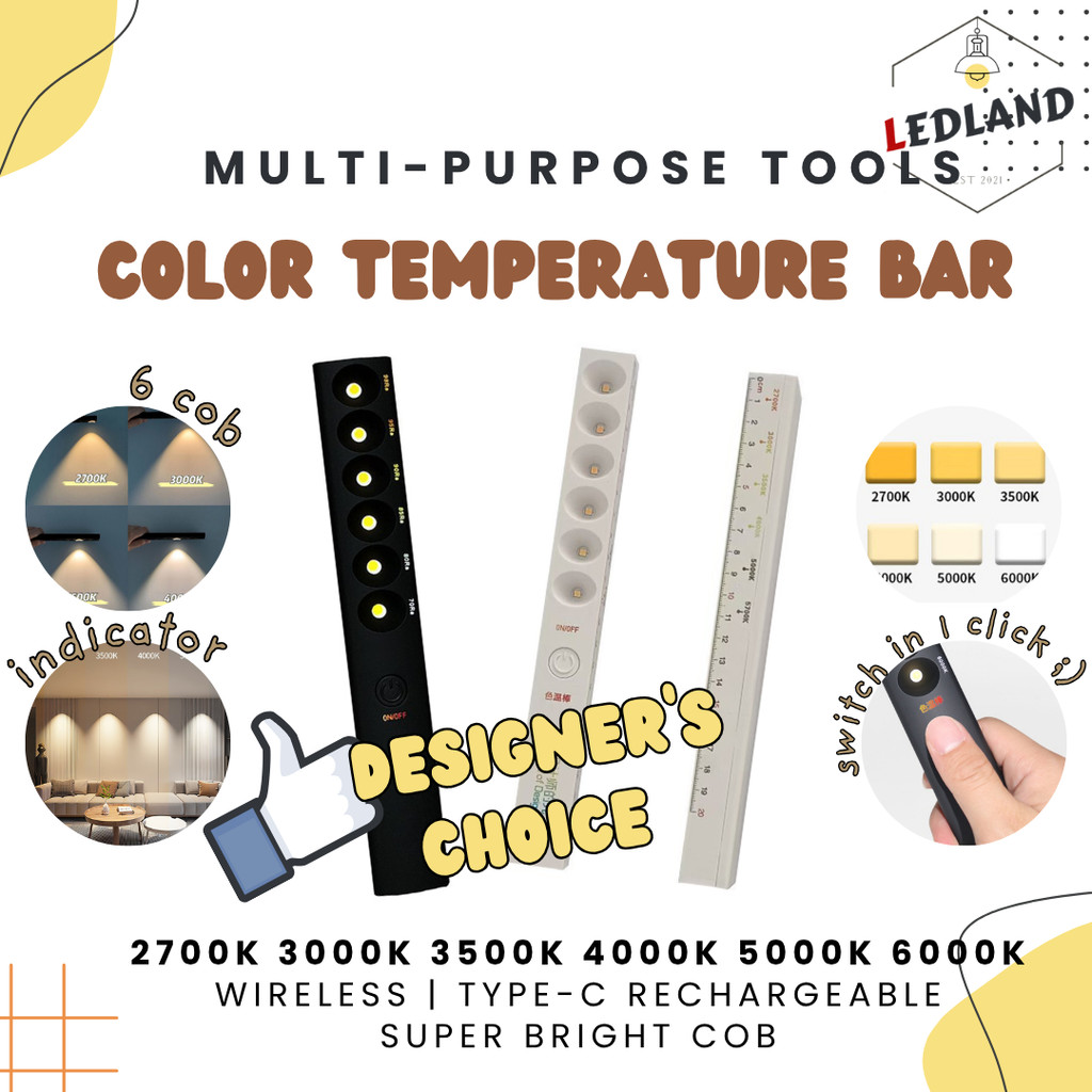 Portable Color Temperature Bar Stick COB Type-C Rechargeable 2700K ...