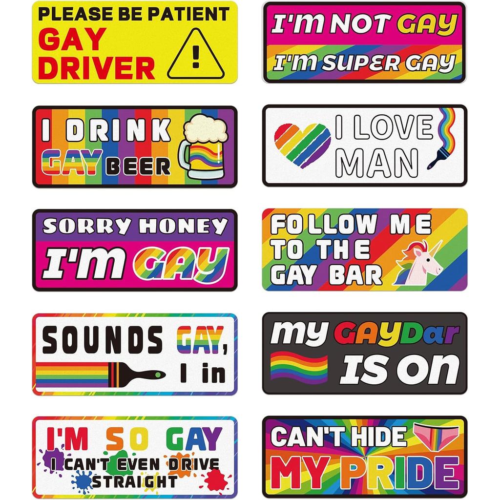 10pcs Funny Gay Bumper Stickers, Waterproof Funny Car Magnets Gay ...