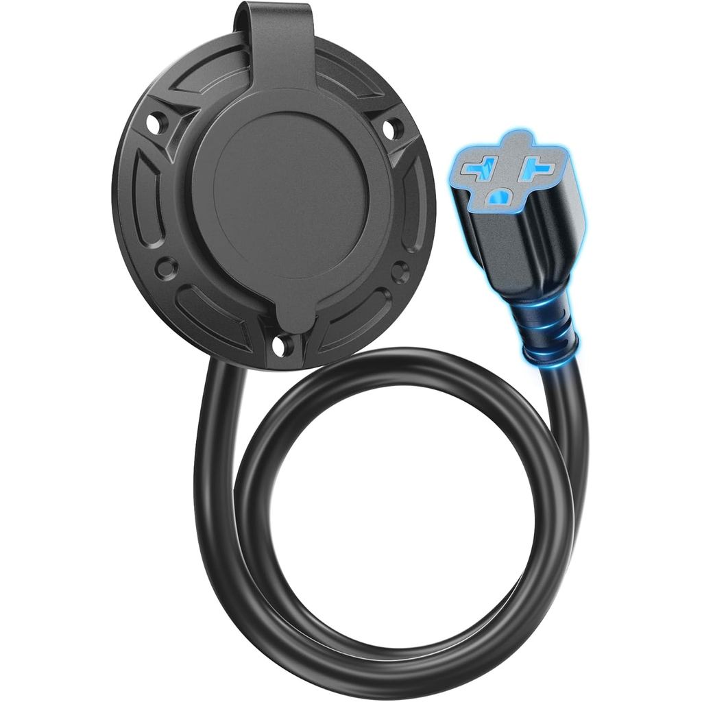 20A 125V AC Port Plug,12AWG Heavy-Duty RV Shore Power Inlet Plug with 5 ...