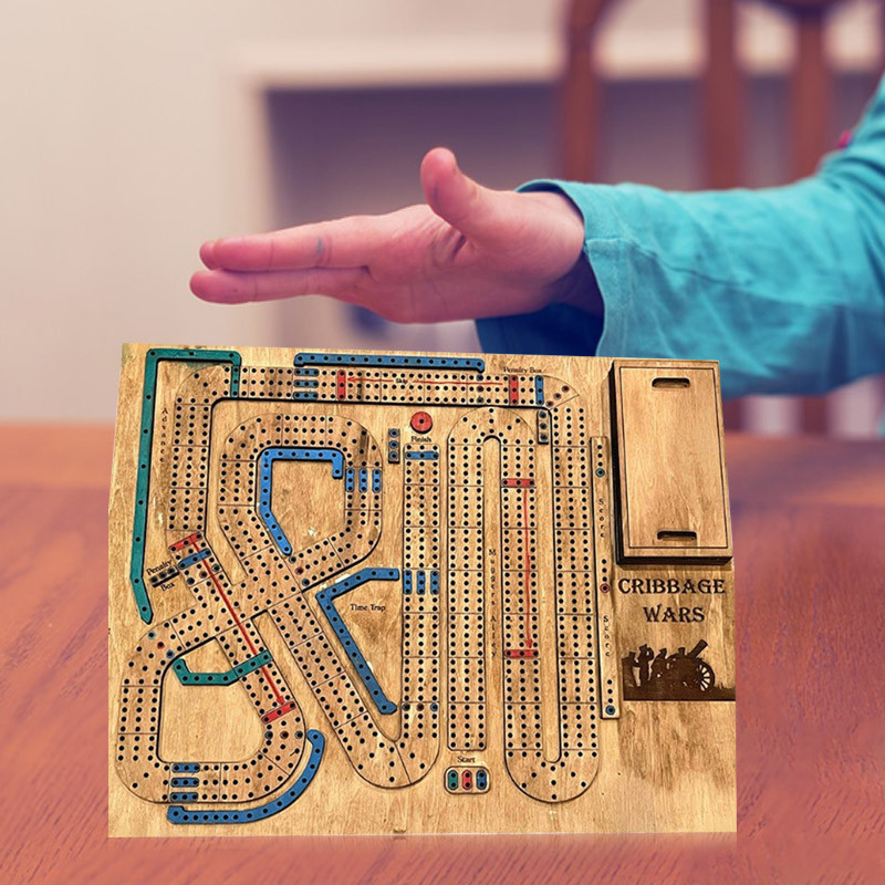 Wooden Cribbage Board Game Set with Built-In Storage Compartment for ...