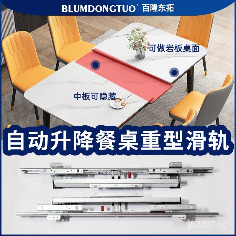 Extendable Heavy-Duty Desktop Folding Dining Table Sliding Rail ...