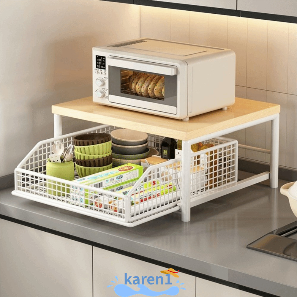 KAREN Kitchen Organizer, Countertop Storage Space Saving Microwave ...