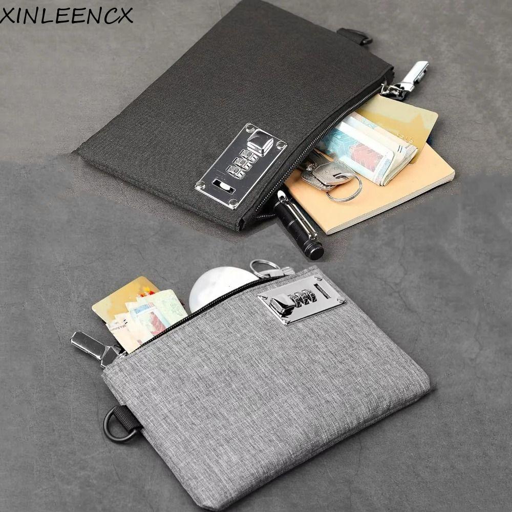XINLEENCX Wallet With Lock, Coin Purse Strong Zippers Lockable Money ...