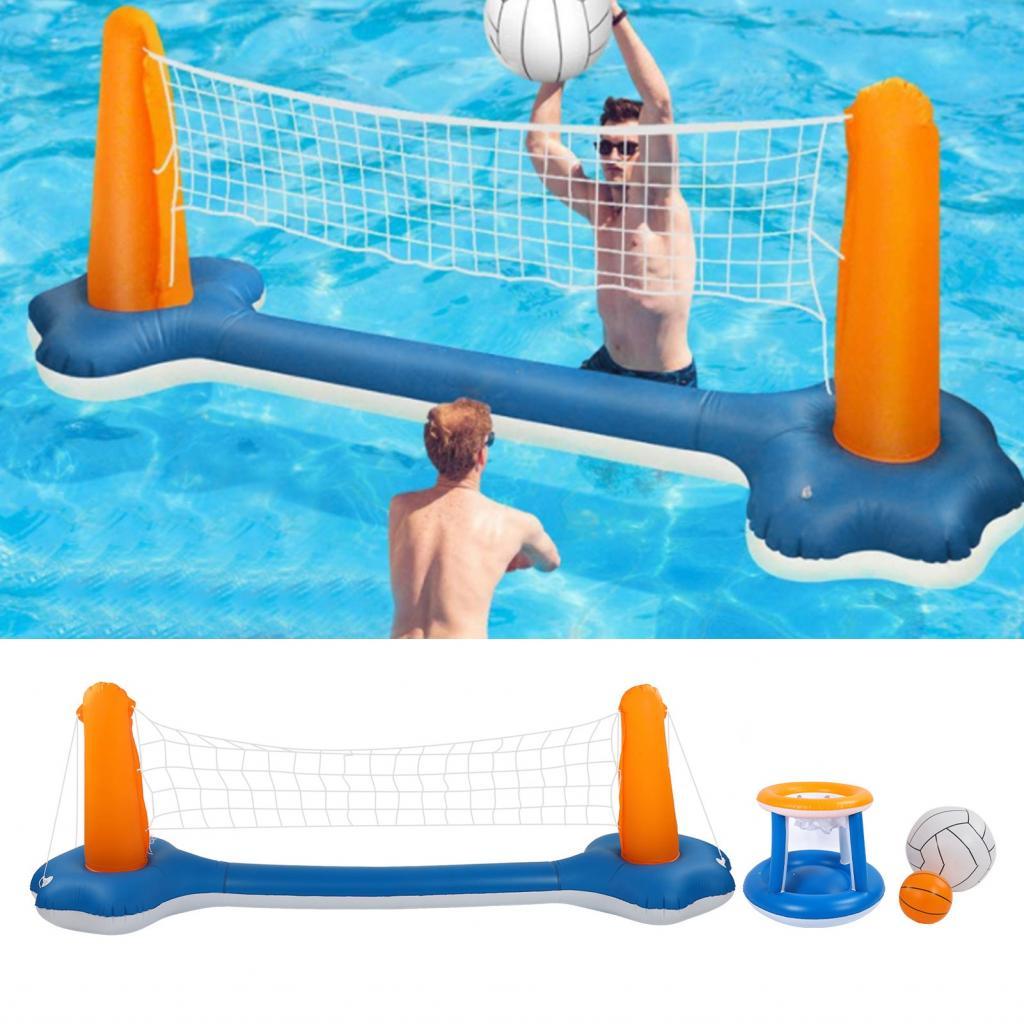 Inflatable Volleyball Set Court Adjustable Basketball Hoop Firm Leak ...