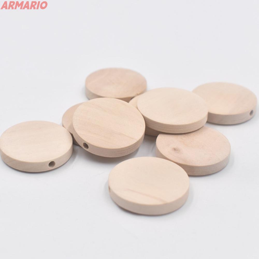 ARMARIO 200pcs Flat Round Wooden Beads, Wooden Natural Wooden ...