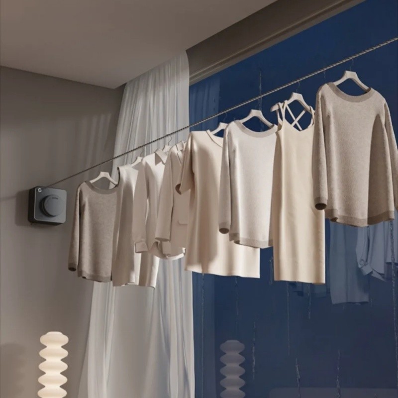 1pcs 5m Retractable Clothesline Invisible Wall Mounted Clothes Hanger ...