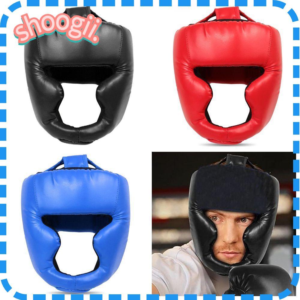 SHOOGEL Boxing Headgear, PU Leather Adjustable Boxing Headguard ...