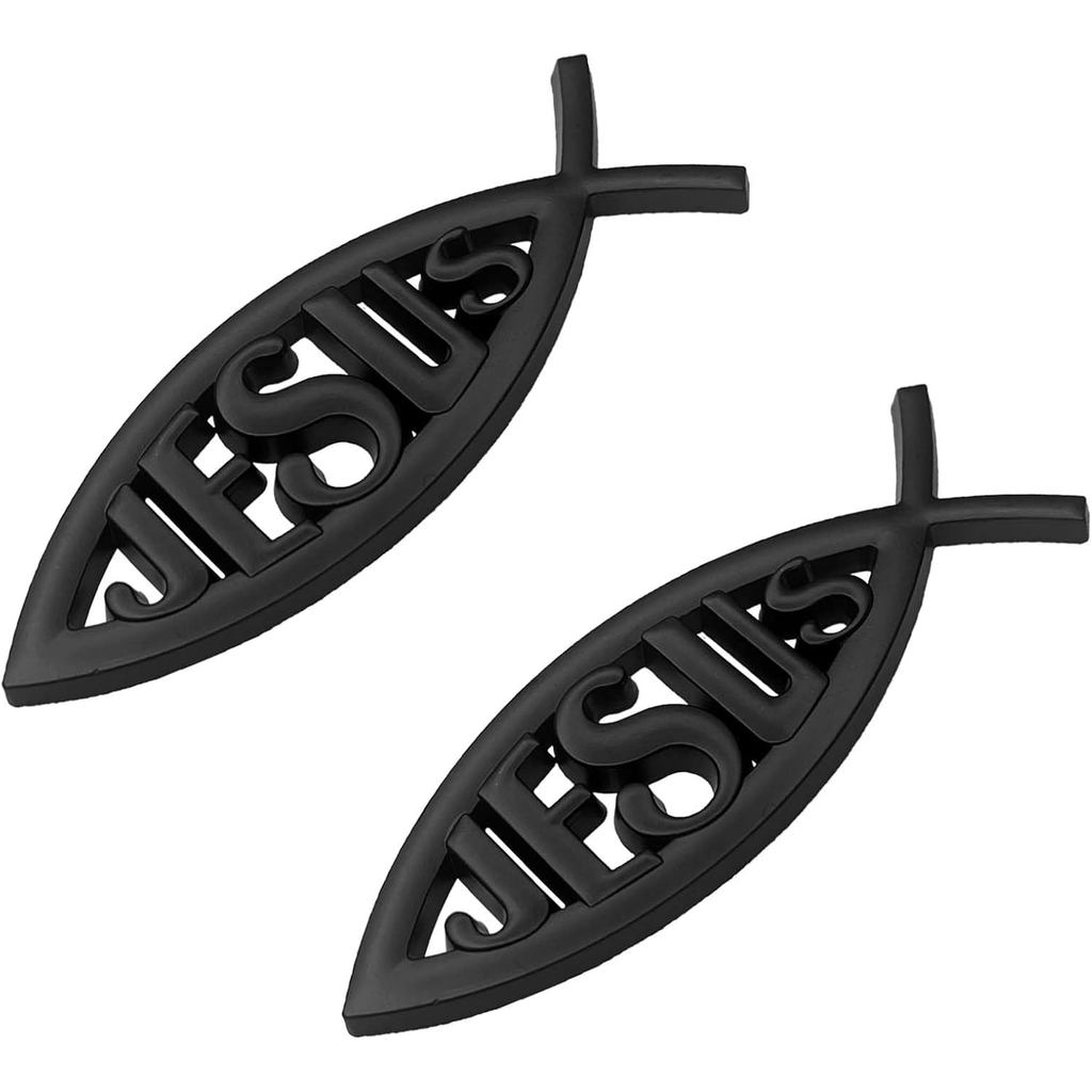 2PCS Jesus Fish Car Stickers Decals, 3D Aluminum Christian Fish Symbol ...