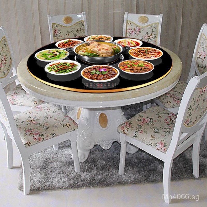 Hot Pot Table Heating Winter Hot Dining Table Rotatable Food Plate Food ...