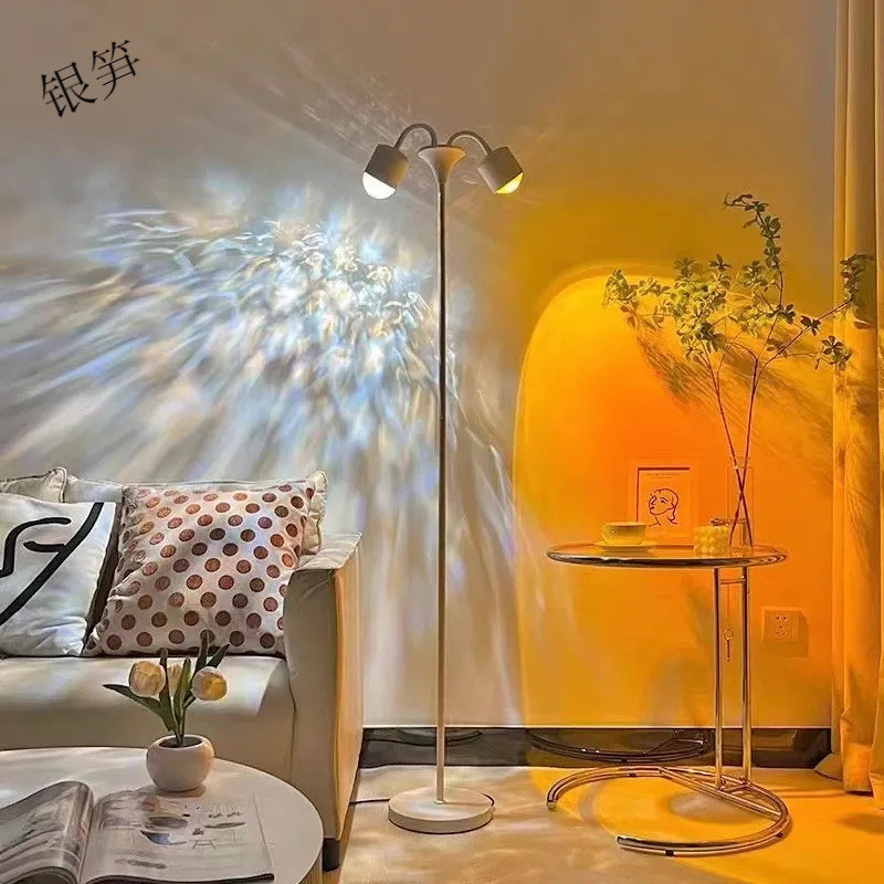 Water Ripple Sunset Red Ambient Light Wall Floor Lamp Full-length ...