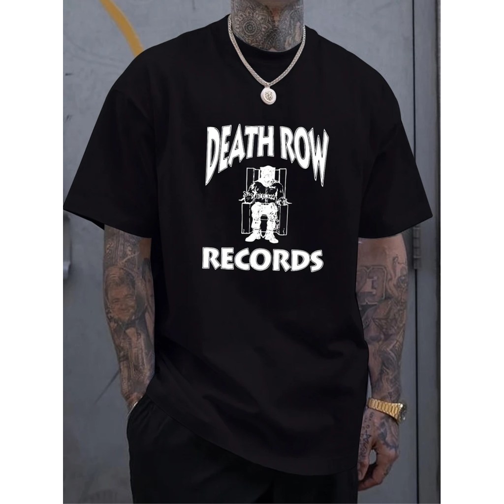 Mens Casual Crew Neck T Shirt Black Death Row Records Graphic Print ...