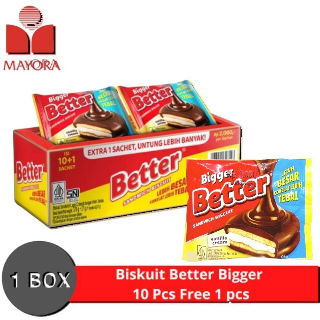 Better Chocolate Coated Sandwich Biscuits with Vanilla Cream 270g+27g ...