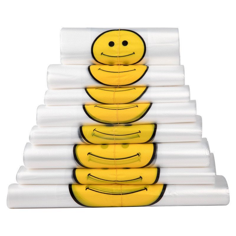 Disposable Transparent Smiley Face Plastic Food Bags Supermarket ...