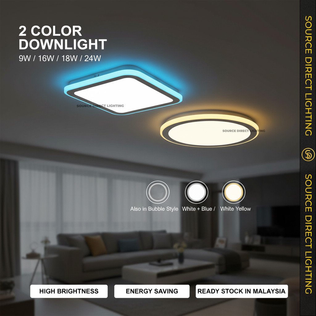 Double Color 4/6/8/10 inch Blue Warm / LED Recessed Surface Downlight ...
