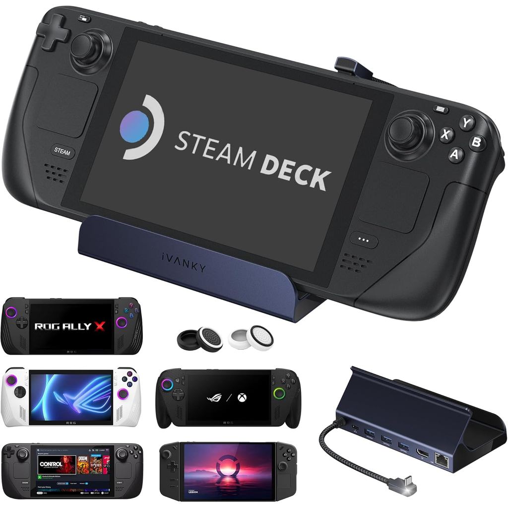 iVANKY 4K@144Hz Steam Deck Dock, 8-in-1 Docking Station for ASUS ROG Ally X/Legion Go/MSI Claw ...