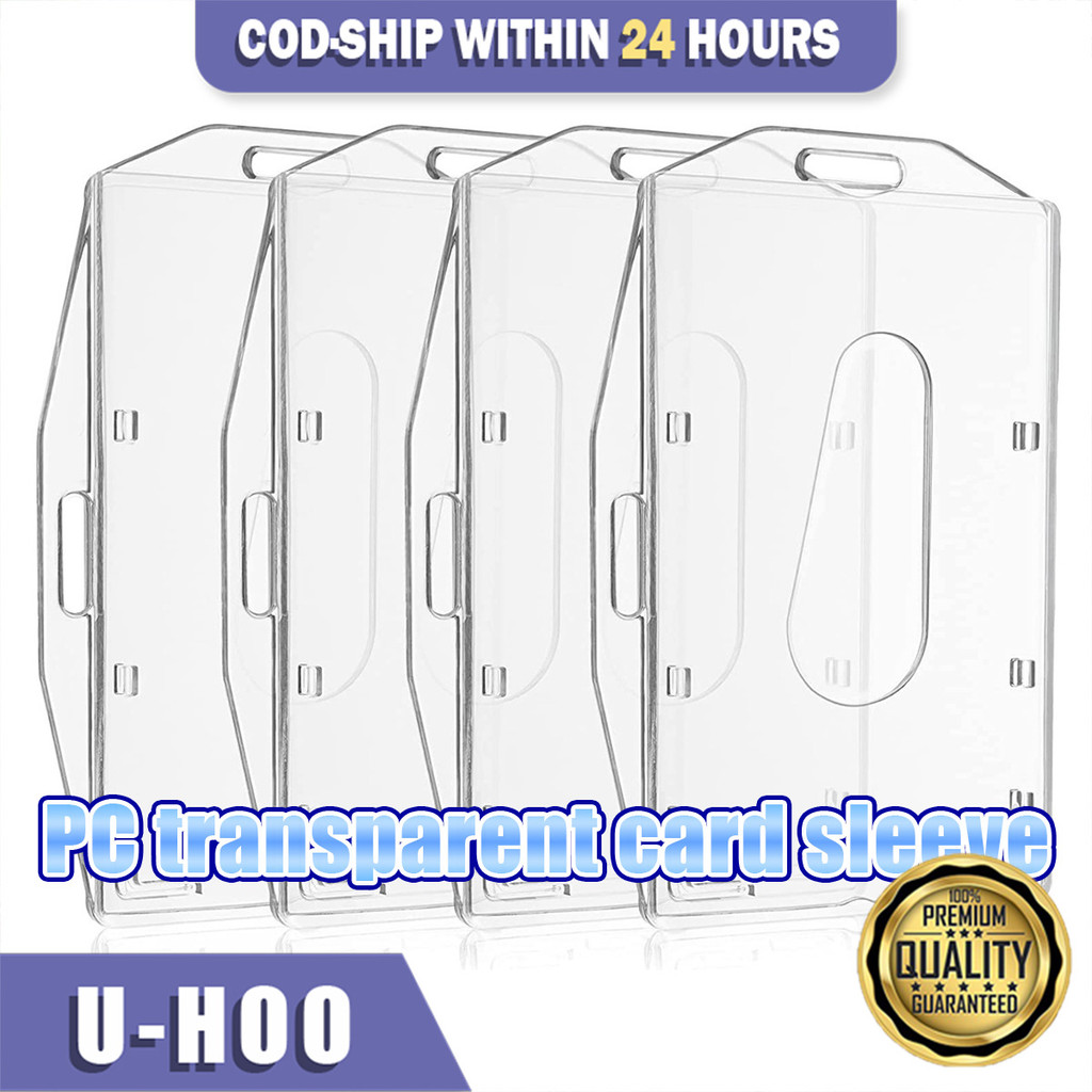 Vertical Horizontal 2 in 1 Transparent ID Card Holder with Retractable ...
