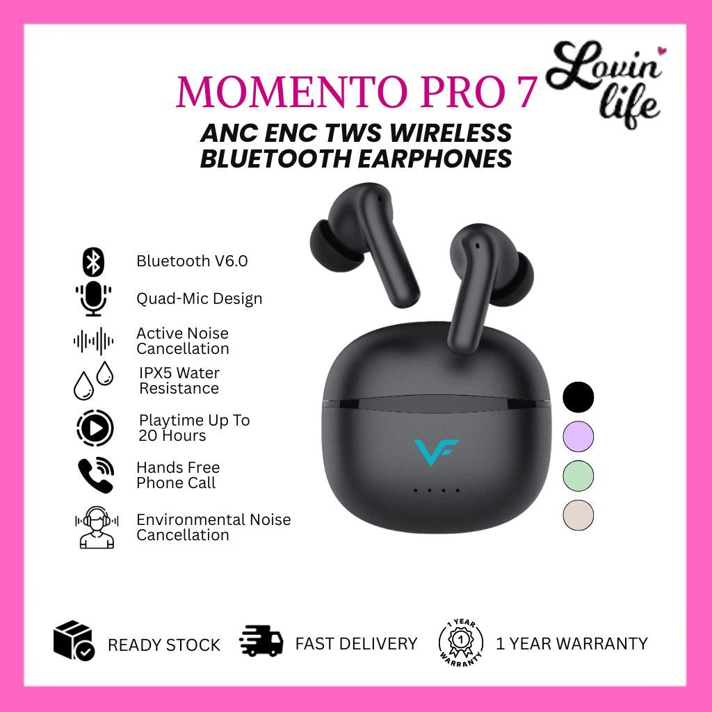Momento Pro 7 BT True Wireless Earbuds | Quad-Mic ENC | ANC | 20 H ...