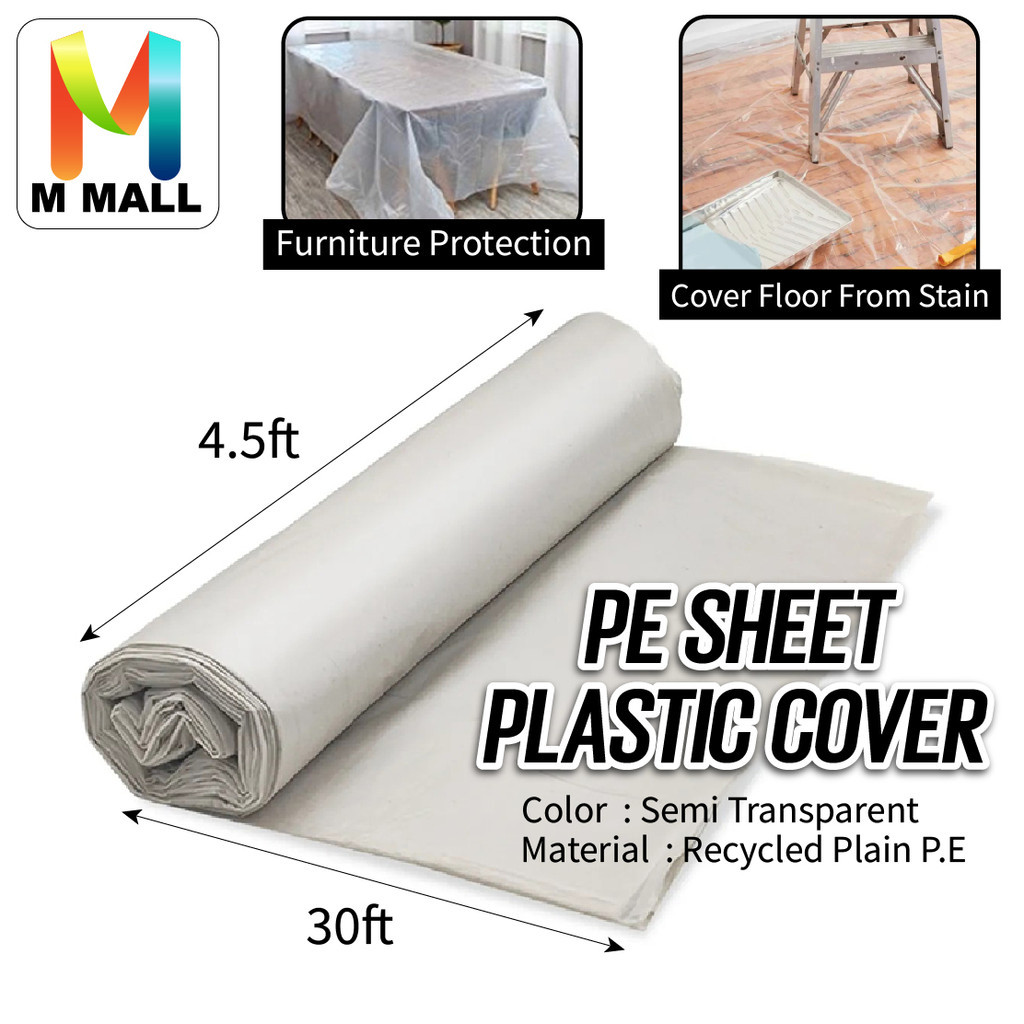 (4.5ft x 30ft) PE SHEET Plastic Sheet Cover / Waterproof Canvas Alas ...