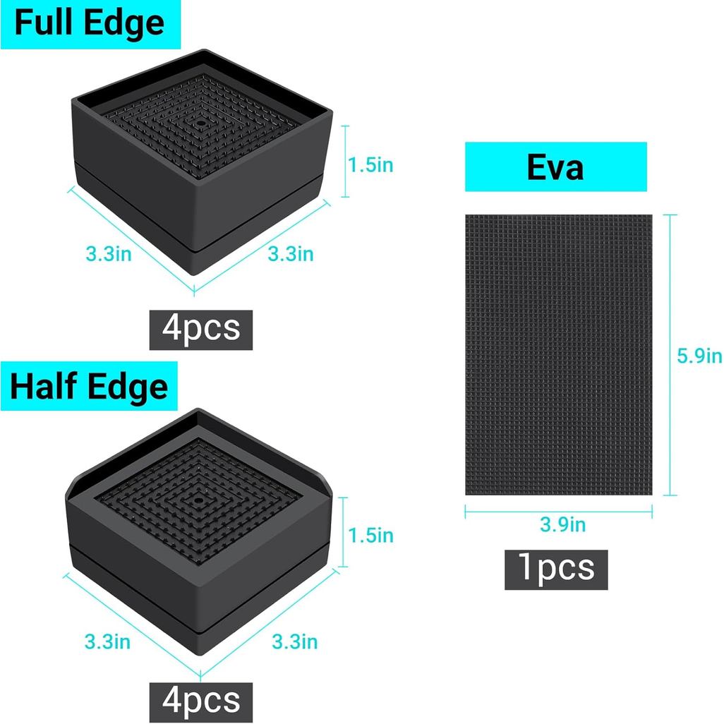 Flechazo Pack of 8 Furniture Bed Risers, 2 or 4 Inch Heavy Duty ...