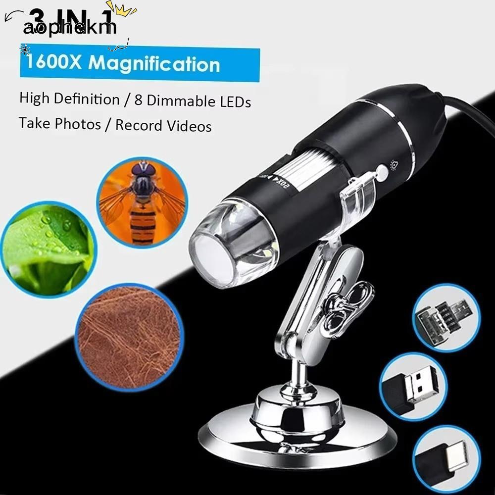 AOPHEKM Digital Microscope Camera, 1600X Magnification 8 LED Lights ...