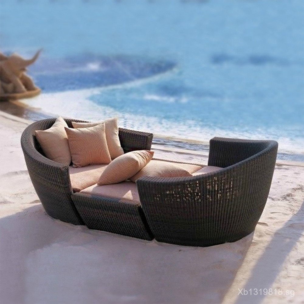 Lying Rattan Chair Beach Outdoor Recliner Garden Sunroom Balcony Nest ...