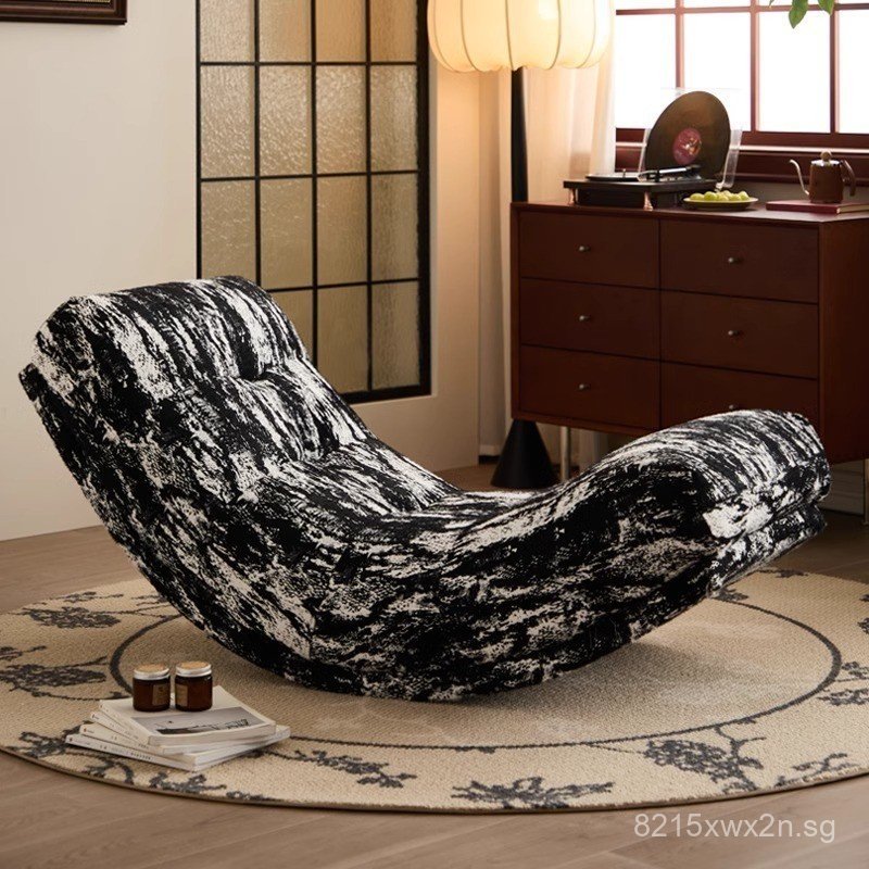 Arc-Shaped Yoga Rocking Chair Balcony Living Room Single Sofa Retro Ink ...