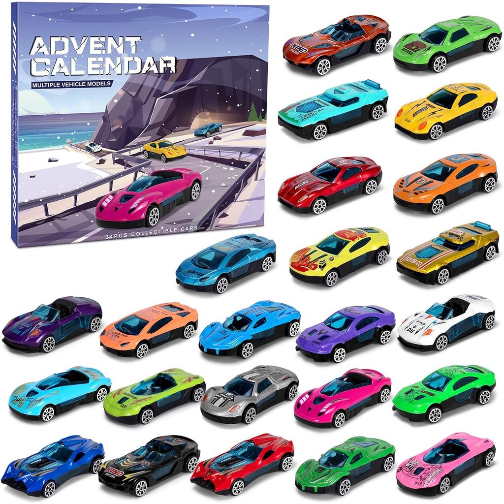 Cars Advent Calendar 2025 for Kids, 24 Pack Alloy Vehicles Toy ...