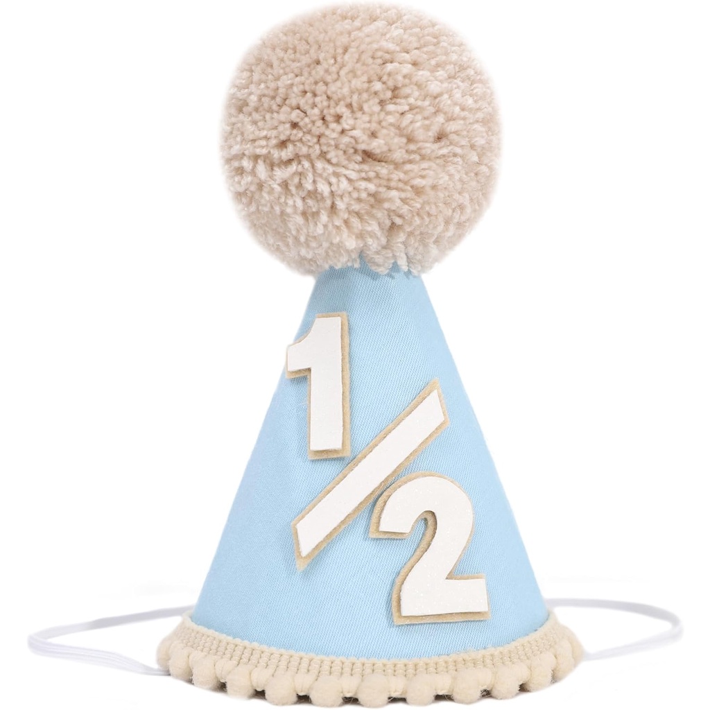 Blue 1/2 Birthday Hat - Rustic Six Months Birthday Decorations,Half Way ...
