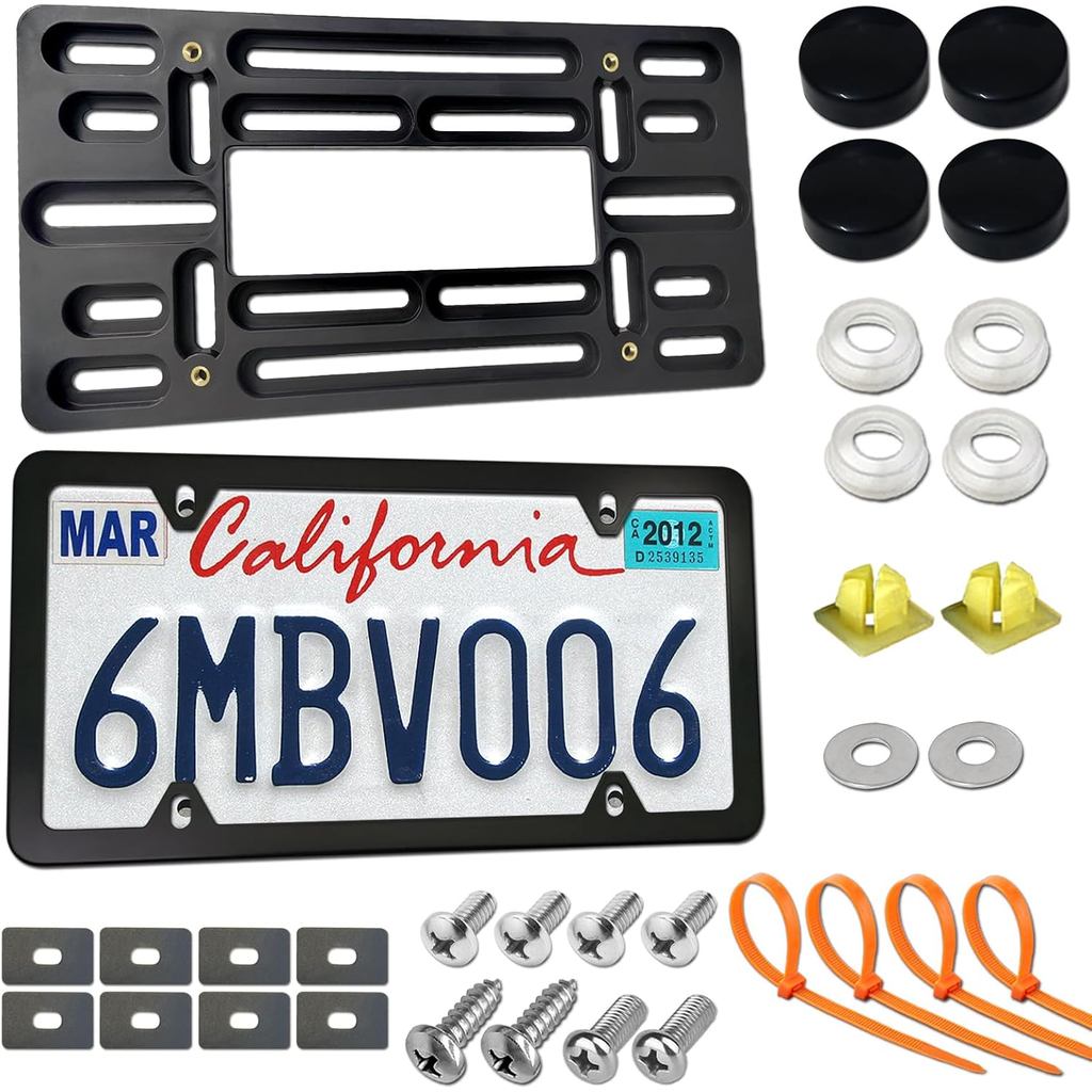 Front License Plate Mounting Kit- Bumper License Plate Bracket Holder ...