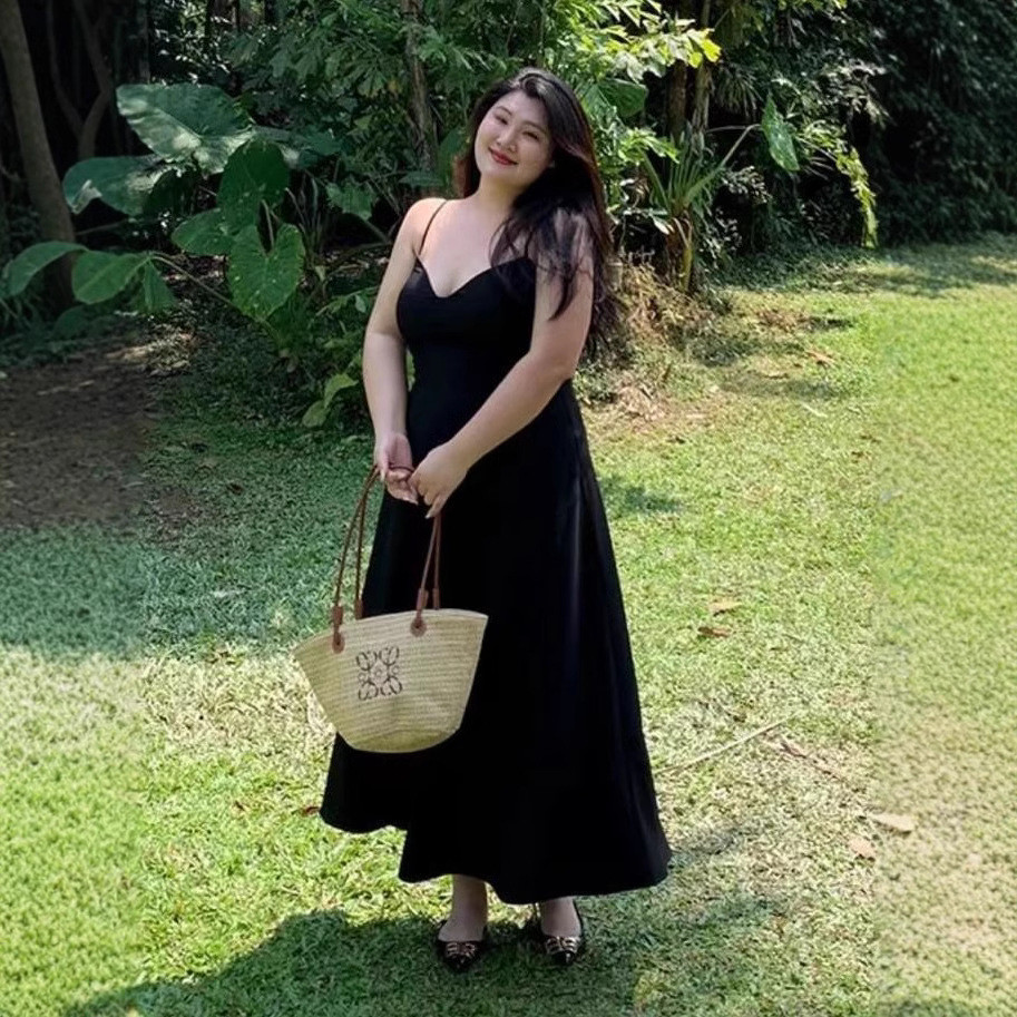 Extra Large Size 1-150kg Sling Dress Women Over-the-Knee Long Skirt ...