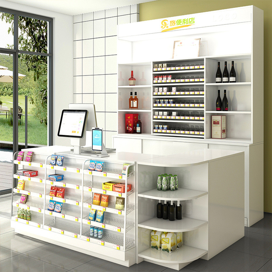 Supermarket Cashier Counter Front Desk Wine Cabinet Convenience Store ...