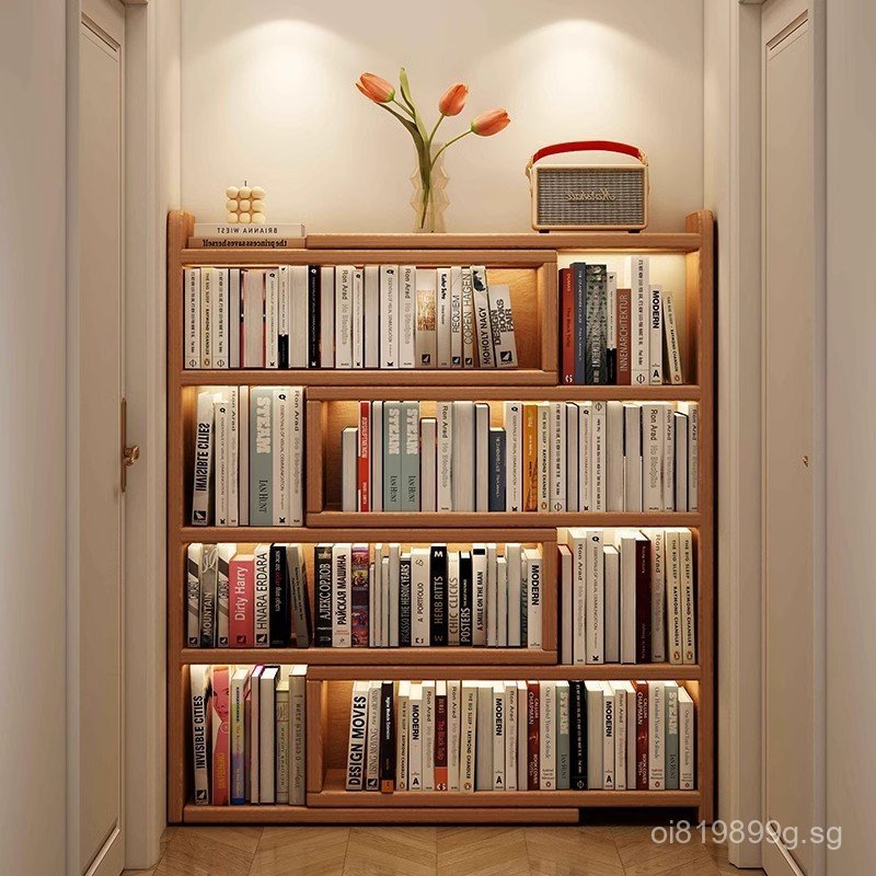Corner Bookshelf Entrance Wall-Mounted Solid Wood Core Telescopic ...