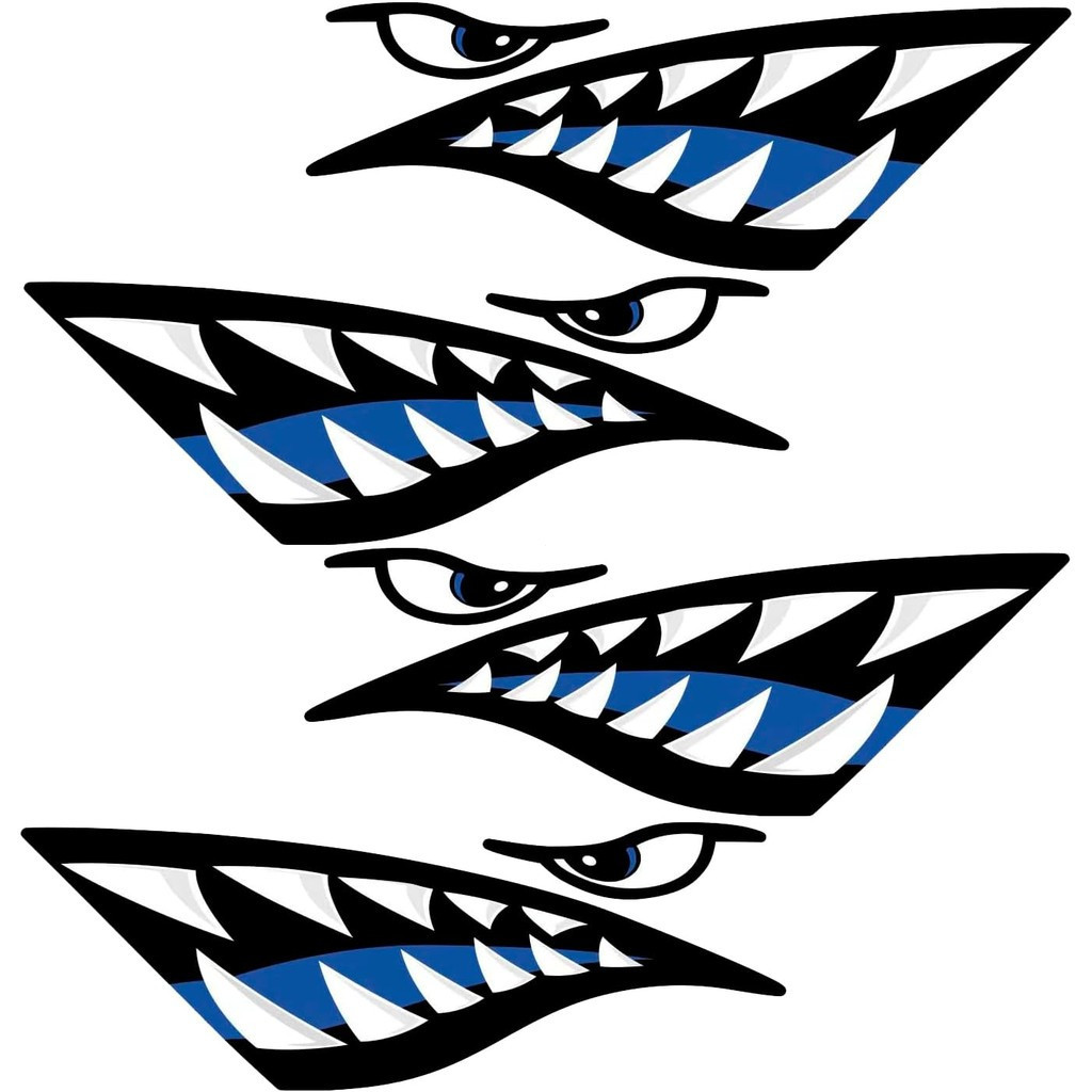Kayak Stickers Decals Waterproof,2 Pairs Shark Teeth Sticker,Flying ...