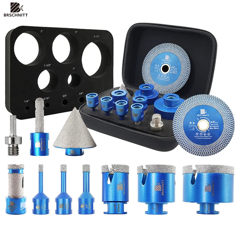 Diamond 11pcs Diamond Drill Set 58-11 Hole Saw Kit Chamfer Milling Bit ...