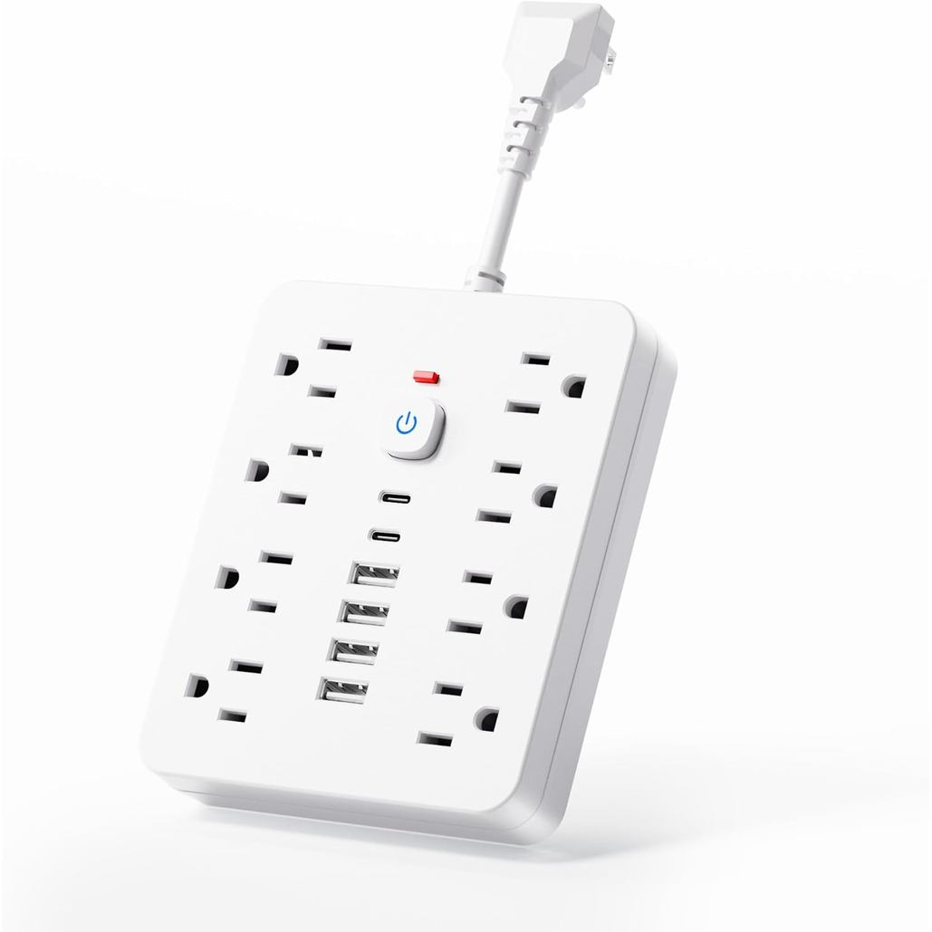 Surge Protector Power Strip - Chiefway Extension Cord with 8 AC Outlets ...