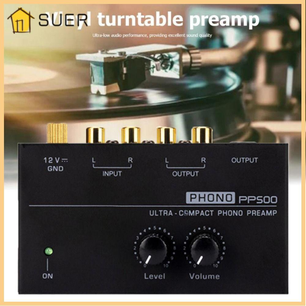 SUER PP500 Phono Preamp, Black with Level Volume Control Pre Amp ...
