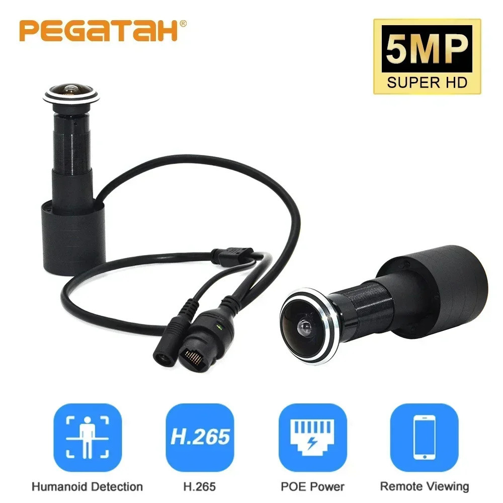5mp Small Door Eye Ip Poe Camera Mini Peephole Motion Detection Video ...