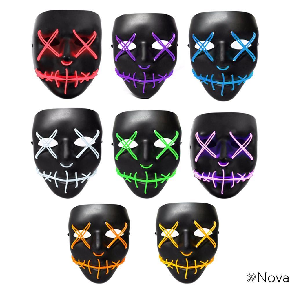 Light Up Purge Mask Stitched Wire LED Halloween Rave Cosplay Props ...