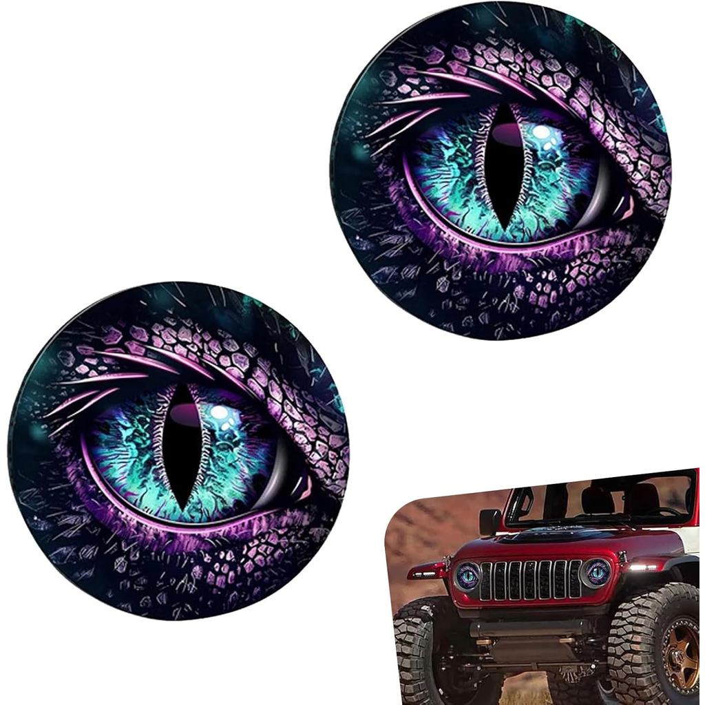 2 PCS Beast Eyes Headlight Decals, 3D Stereo Eyes Headlight Sticker ...