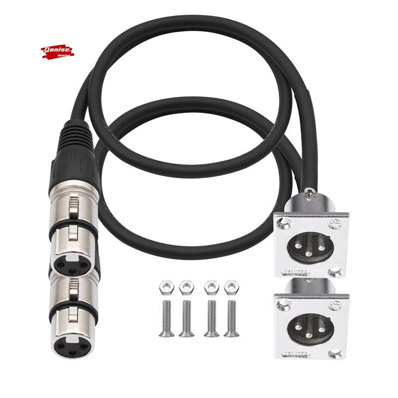 D Type XLR Cable 3 Pin Mic XLR Panel Mount Pass Through Connector for ...
