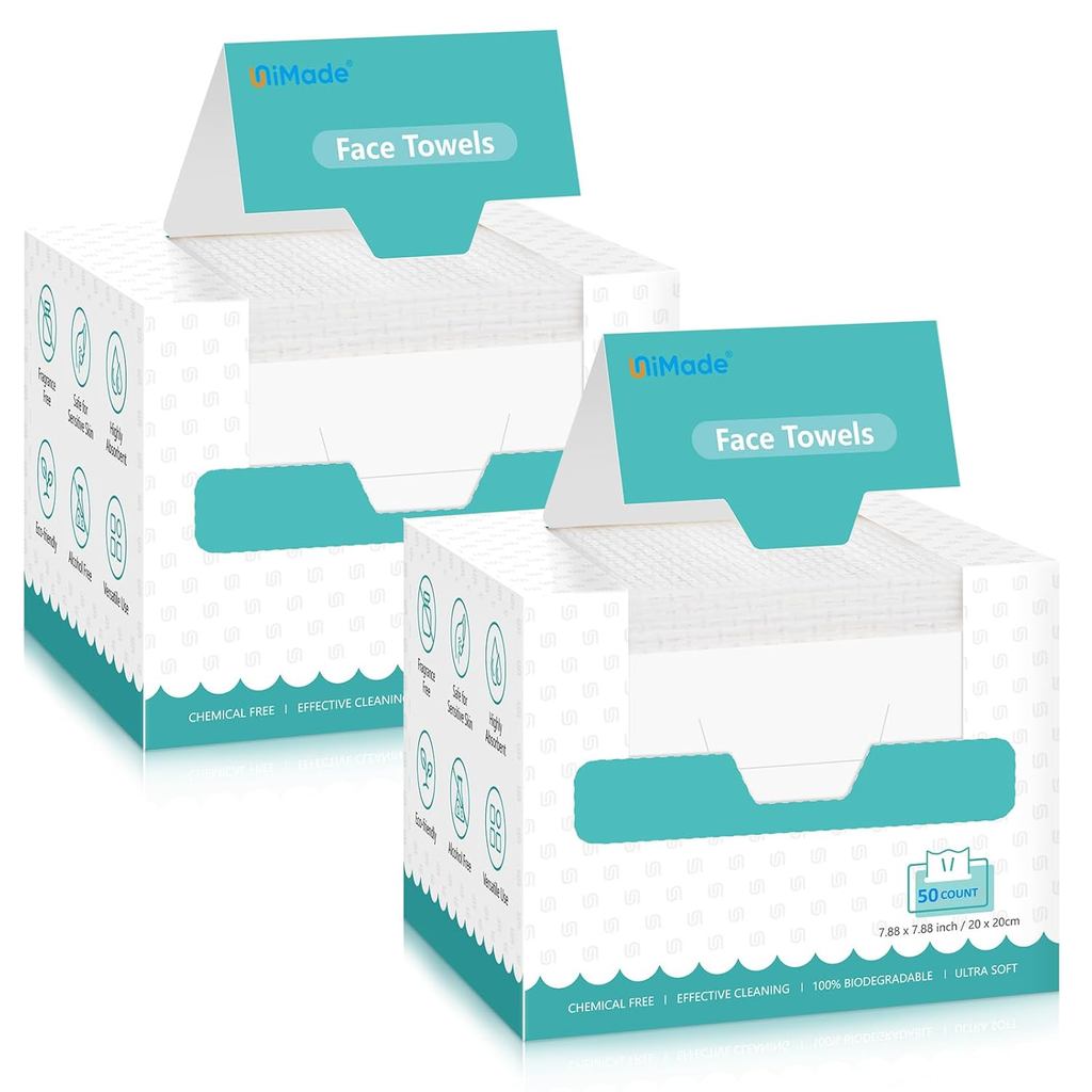 Face Towels, 100 Count Disposable Face Towelette for Washing Face ...