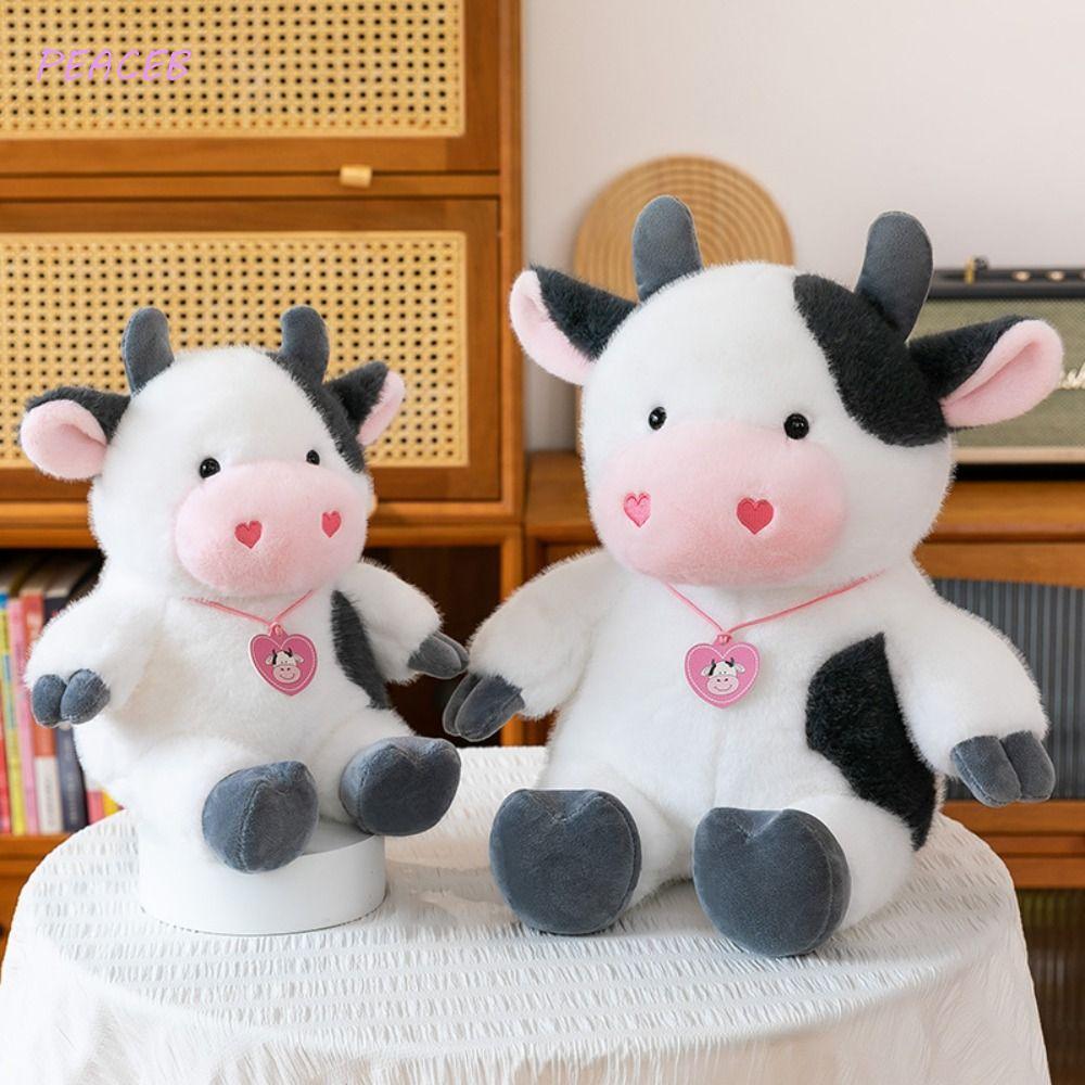 PEACEB Cow Stuffed Plush Doll, Cartoon Simulation Animals Cow Toys ...