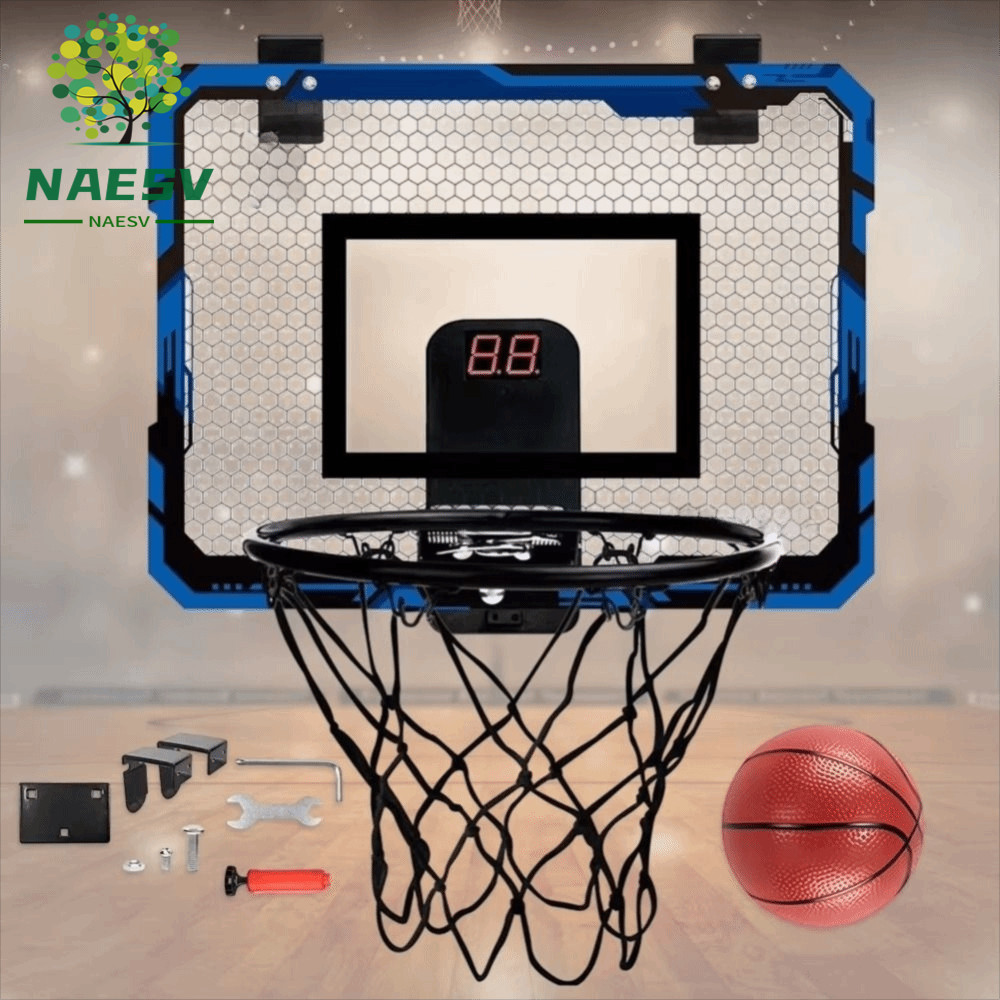 NAESV Mini Basketball Hoop Set, with Electronic Scoreboard Foldable ...