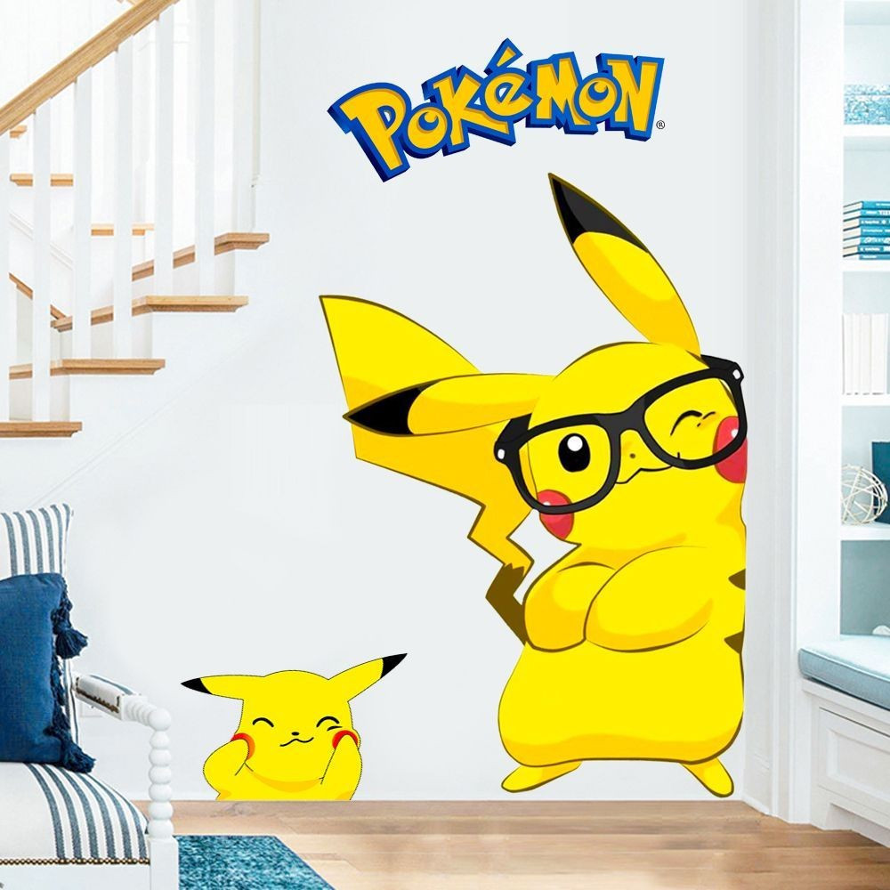 Pikachu Cartoon Door Stickers Pokémon Pokemon Self-Adhesive Wall ...