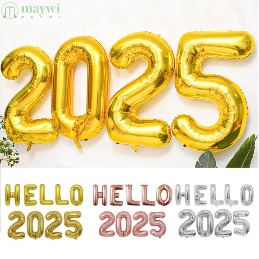 MAYWI Hello 2025 Balloon, Party Props Inflatable Year Foil Balloons ...